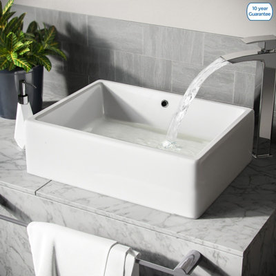 Nes Home 510 x 360 mm Rectangle Counter Top Basin Cloakroom Bathroom Sink