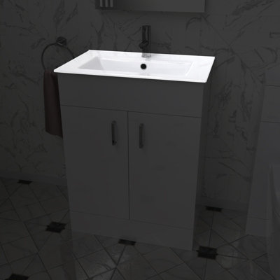 Nes Home 600mm Modern White Slim Ceramic Inset Basin