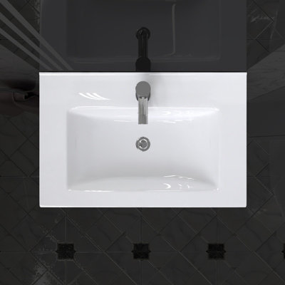 Nes Home 600mm Modern White Slim Ceramic Inset Basin