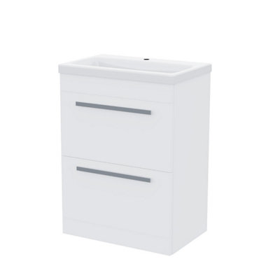 Nes Home 610 mm Basin 2 Drawer Vanity Cabinet & WC Toilet Pan 2-Piece Suite