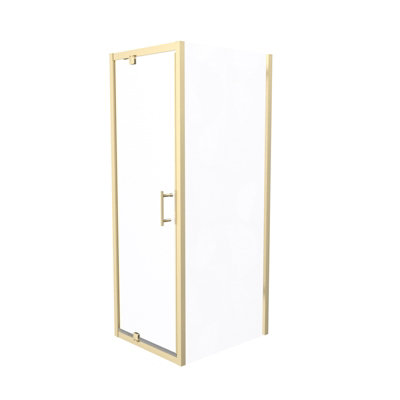 Nes Home 700 x 700mm Pivot Door Shower Enclosure & Side Panel Brushed Brass