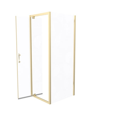 Nes Home 700 x 700mm Pivot Door Shower Enclosure & Side Panel Brushed Brass