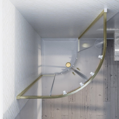 Nes Home 800 x 800mm Brushed Brass Framed Quadrant Shower Enclosure ...