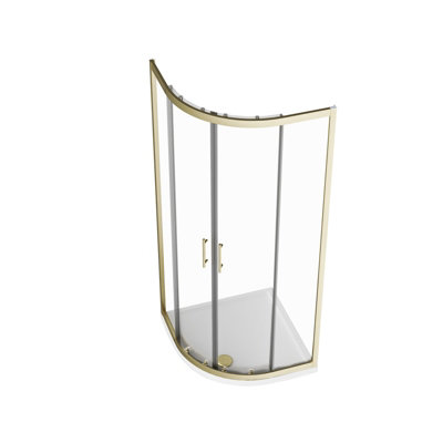 Nes Home 800 x 800mm Brushed Brass Framed Quadrant Shower Enclosure ...