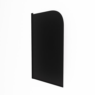 Nes Home 800mm Curved Bath Screen Matt Black Profile with Glass ...