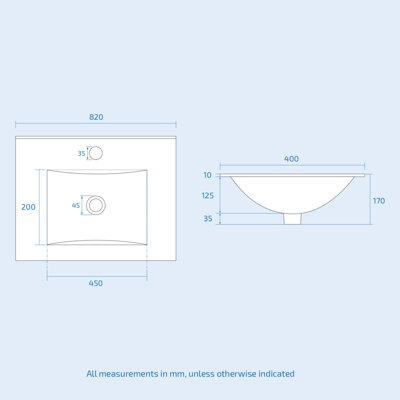 Nes Home 800mm Modern White Slim Ceramic Inset Basin