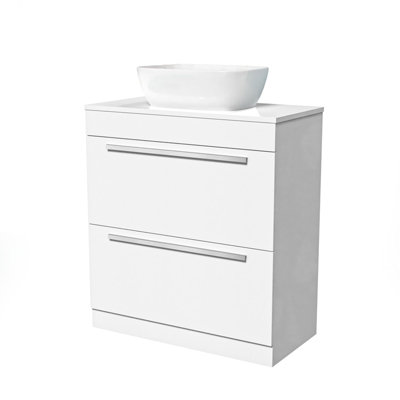 Nes Home 800mm White Basin Vanity And Rounded Rectangle Basin Sink Unit