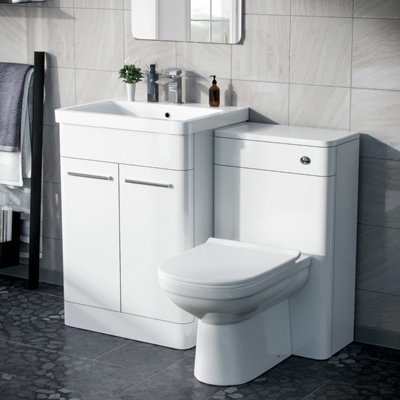 Nes Home Afern 600mm Vanity Basin Unit, WC Unit & Elso Back to Wall ...