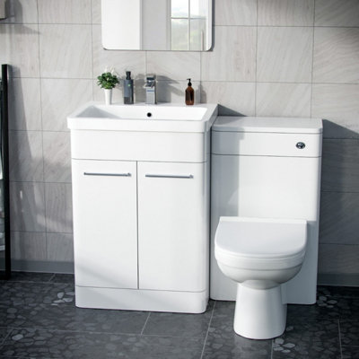 Nes Home Afern 600mm Vanity Basin Unit, WC Unit & Elso Back to Wall ...