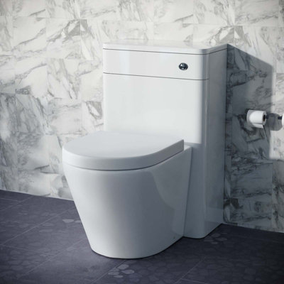 Nes Home Afern Modern 500mm Back To Wall WC Rimless Toilet Gloss White ...