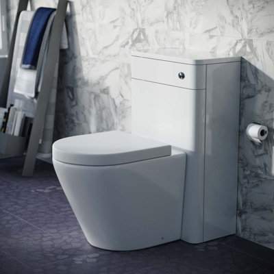 Nes Home Afern Modern 500mm Back To Wall WC Rimless Toilet Gloss White ...