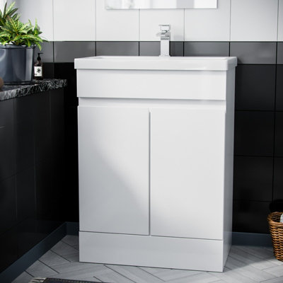 Nes Home Alaska White 600 mm Freestanding Basin Vanity Unit