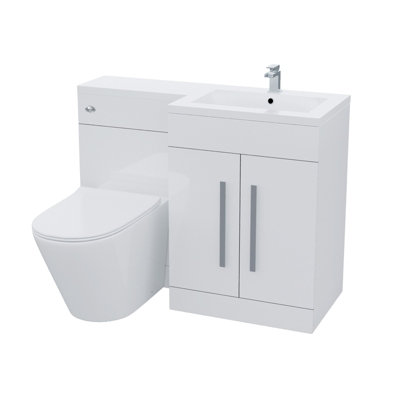 Nes Home Aric 1100mm Right Hand Vanity Sink Unit Back to Wall WC ...