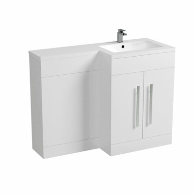 Nes Home Aric 1100mm White Gloss Vanity Unit Right Hand Basin Sink ...
