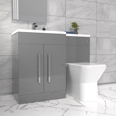 Nes Home Aric Left Hand 1100mm Vanity Basin Unit, WC Unit & Louis Back ...