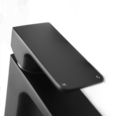 Nes Home Astra Modern Matte Black Cloakroom Basin Single Lever Tap