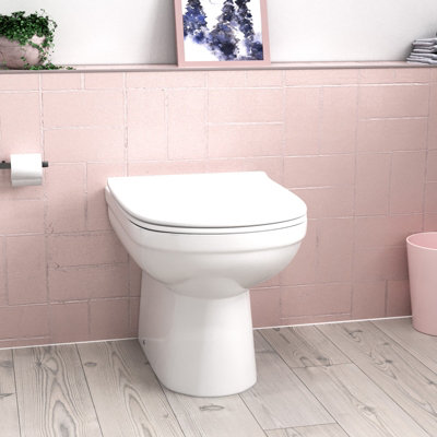 Nes Home Back to Wall Modern Rimless Toilet and Soft Close Seat White