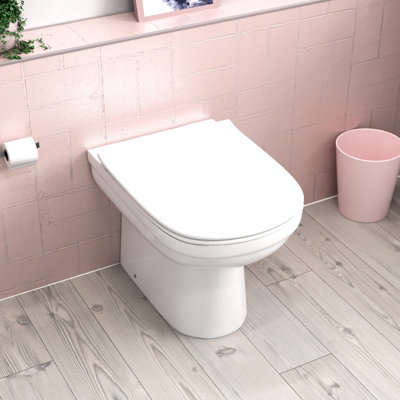 Nes Home Back to Wall Modern Rimless Toilet and Soft Close Seat White
