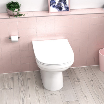 Nes Home Back to Wall Modern Rimless Toilet and Soft Close Seat White
