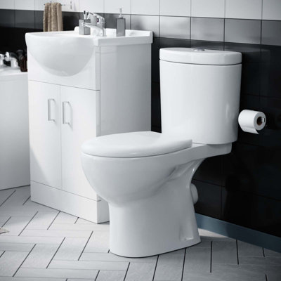 Nes Home Bath Suite 1700mm Bath, 550mm White Basin Vanity, Toilet ...