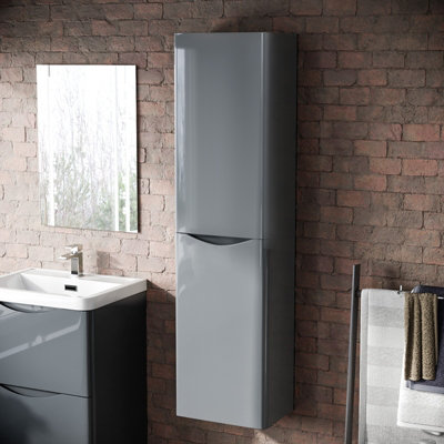 Nes Home Bathroom 1500mm Anthracite Wall Hung Furniture Tall Storage ...