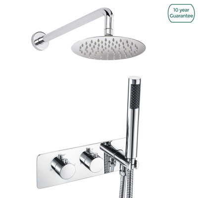 Nes Home Bathroom 2 Dial 2 Way Concealed Thermostatic Shower Round Slim ...