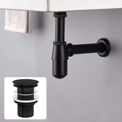 Nes Home Bathroom Basin Bottle Trap & Slotted Waste Matte Black | DIY ...
