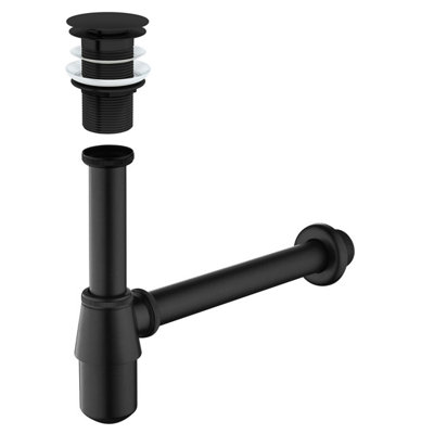 Nes Home Bathroom Basin Bottle Trap & Unslotted Waste Matte Black