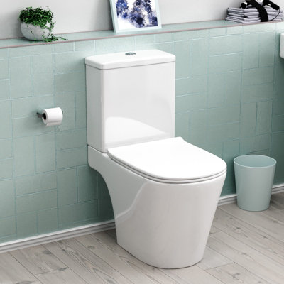 Buy Nes Home Bathroom Short Projection Rimless Close Coupled Toilet Pan ...