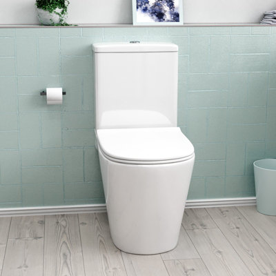 Buy Nes Home Bathroom Short Projection Rimless Close Coupled Toilet Pan ...