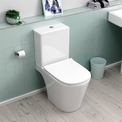Buy Nes Home Bathroom Short Projection Rimless Close Coupled Toilet Pan ...
