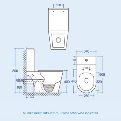 Buy Nes Home Bathroom Short Projection Rimless Close Coupled Toilet Pan ...