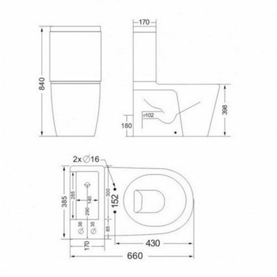 Nes Home Bathroom Space Saver Combo 2 In 1 WC Close Coupled Toilet Seat ...