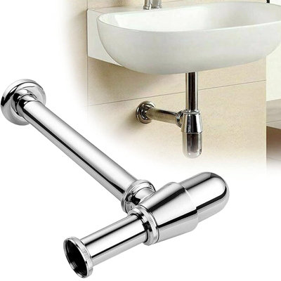 Nes Home Bathroom Standard Basin Sink Pipe Luxury Modern Chrome Round ...