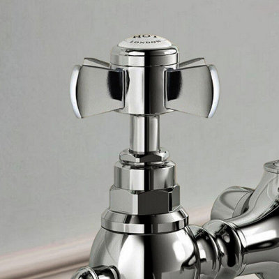 Nes Home Bathroom Traditional Chrome Solid Brass Bath Filler Cross ...