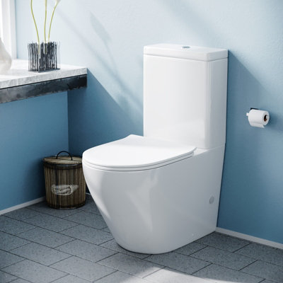 Nes Home Bella Rimless Round Modern Close Coupled Toilet Cistern, Pan ...
