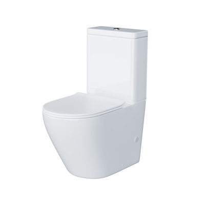 Nes Home Bella Rimless Round Modern Close Coupled Toilet Cistern, Pan ...
