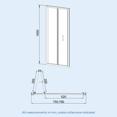 Nes Home Bill 800mm Bi-Folding Shower Enclosure Door Panel Tempered ...