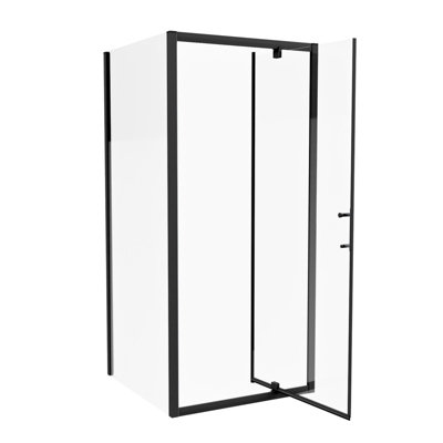 Nes Home Black 760 x 700mm Pivot Door Shower Enclosure & Side Panel