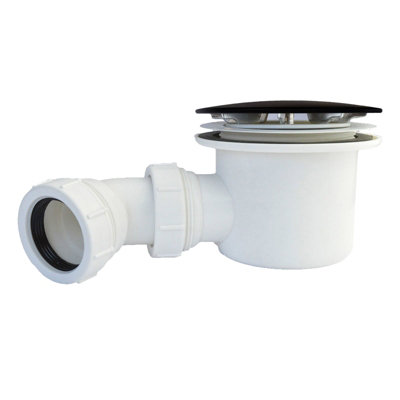 Nes Home Black Cover Low Profile Shower Tray Waste Trap Easy Removable