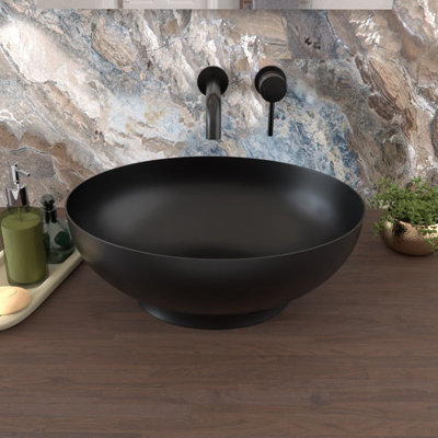 Nes Home Blacon 410mm x 335mm Countertop Basin Oval Matte Black | DIY ...