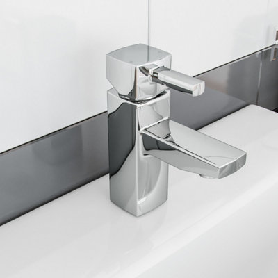 Nes Home Boston Bathroom Basin Sink Mono Mixer Tap Chrome Solid Brass ...