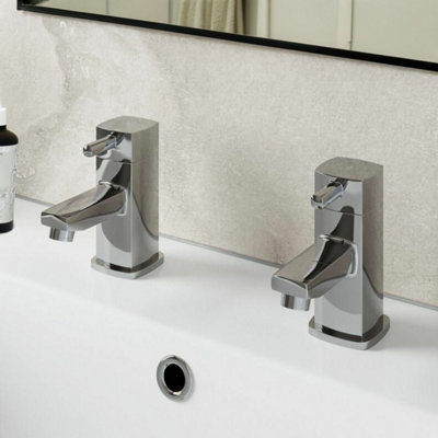 Nes Home Boston Modern Set of Chrome Hot & Cold Twin Bath Taps Deck ...