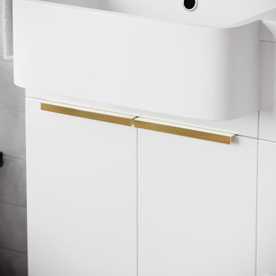 Nes Home Brushed Brass Handles for Vanity With Fixing (Pair)