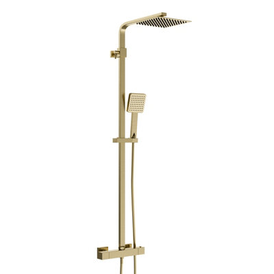 Nes Home Brushed Brass Square Exposed Thermostatic Shower Kit