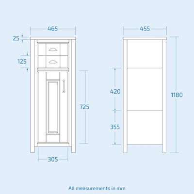Nes Home Chiltern 500mm Traditional Freestanding Tall Boy Storage Unit ...