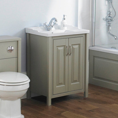Nes Home Chiltern Traditional 600mm Vanity Basin Unit Stone Grey