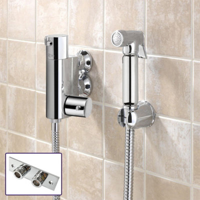 Nes Home Chrome Bidet Douche & Mini Thermostatic Bar Valve Spray Kit ...