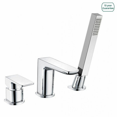 Nes Home Chrome Designer Bath Filler Taps with Shower Handset Mixer 3 ...