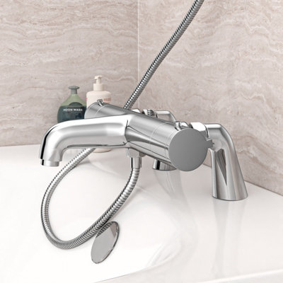 Nes Home Chrome Exposed Thermostatic Bath Shower Mixer Tap Deck Mounted ...